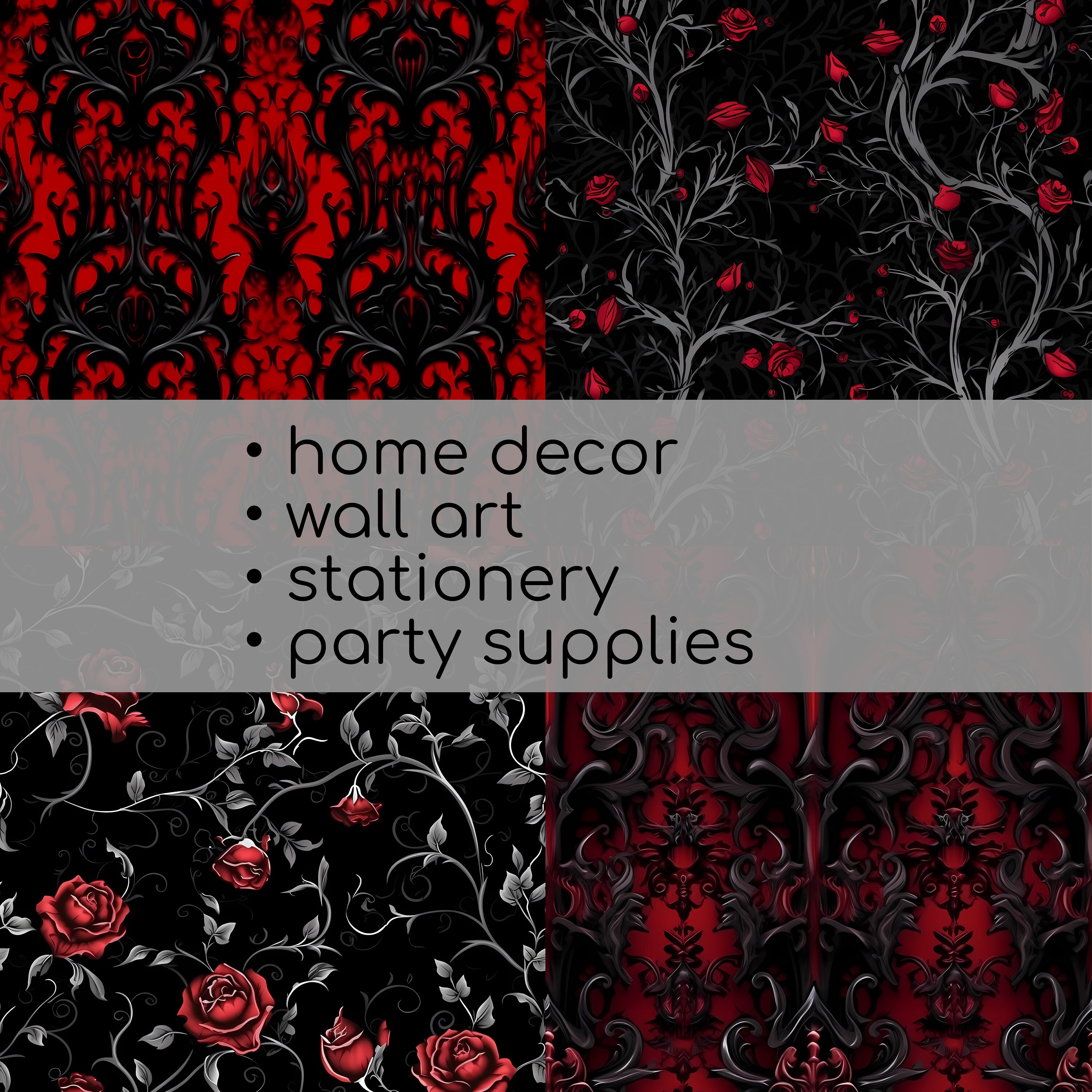 Goth DIGITAL Paper Backgrounds Mix Black Purple Red Floral - Etsy