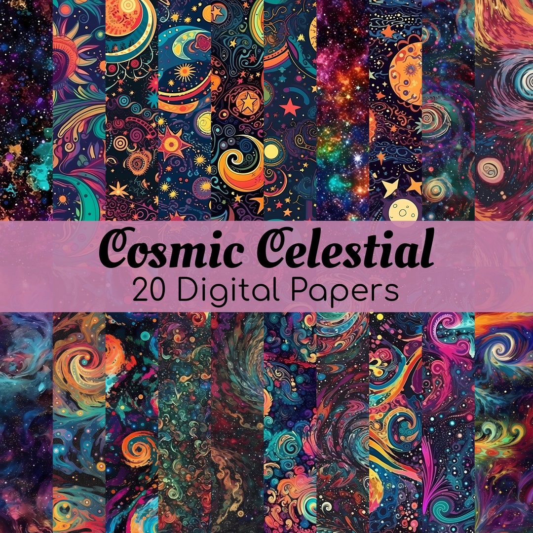 Cosmic Celestial DIGITAL Paper Colorful Galaxy Cosmos Designs - Etsy