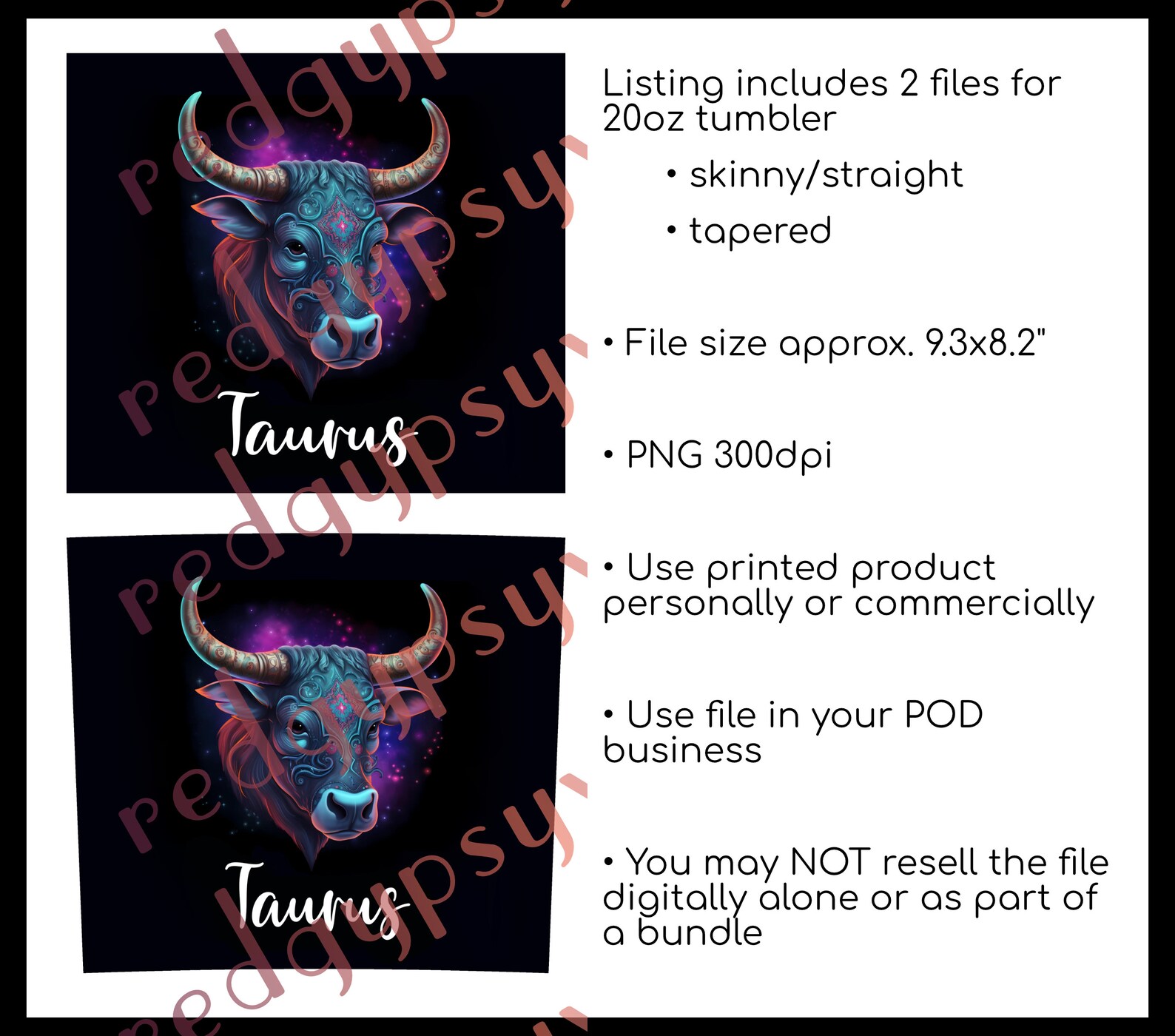 Taurus Zodiac Tumbler Wrap PRINTABLE Astrology Horoscope Signs - Etsy