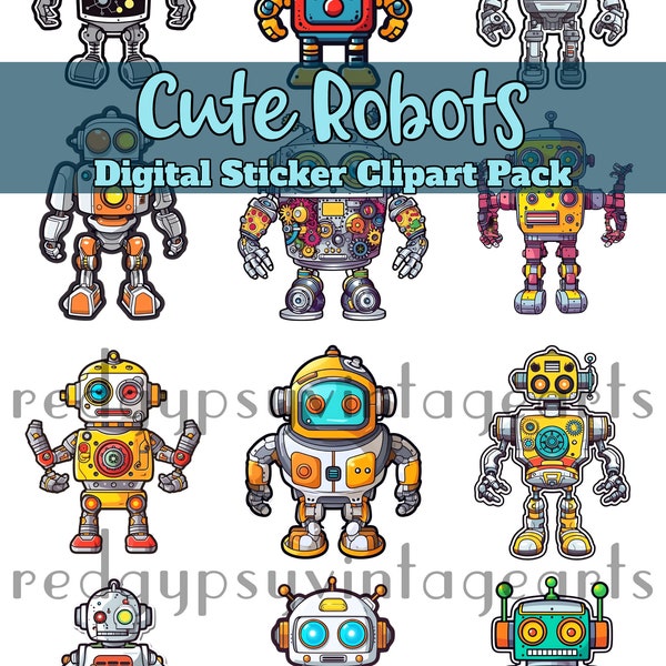 Cute Robot Clipart - Etsy