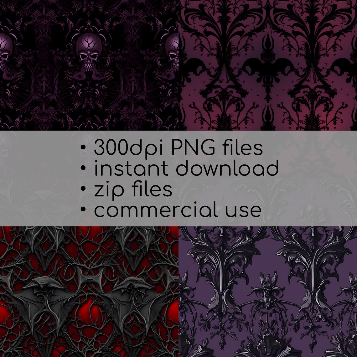 Goth DIGITAL Paper Backgrounds Mix Black Purple Red Floral - Etsy