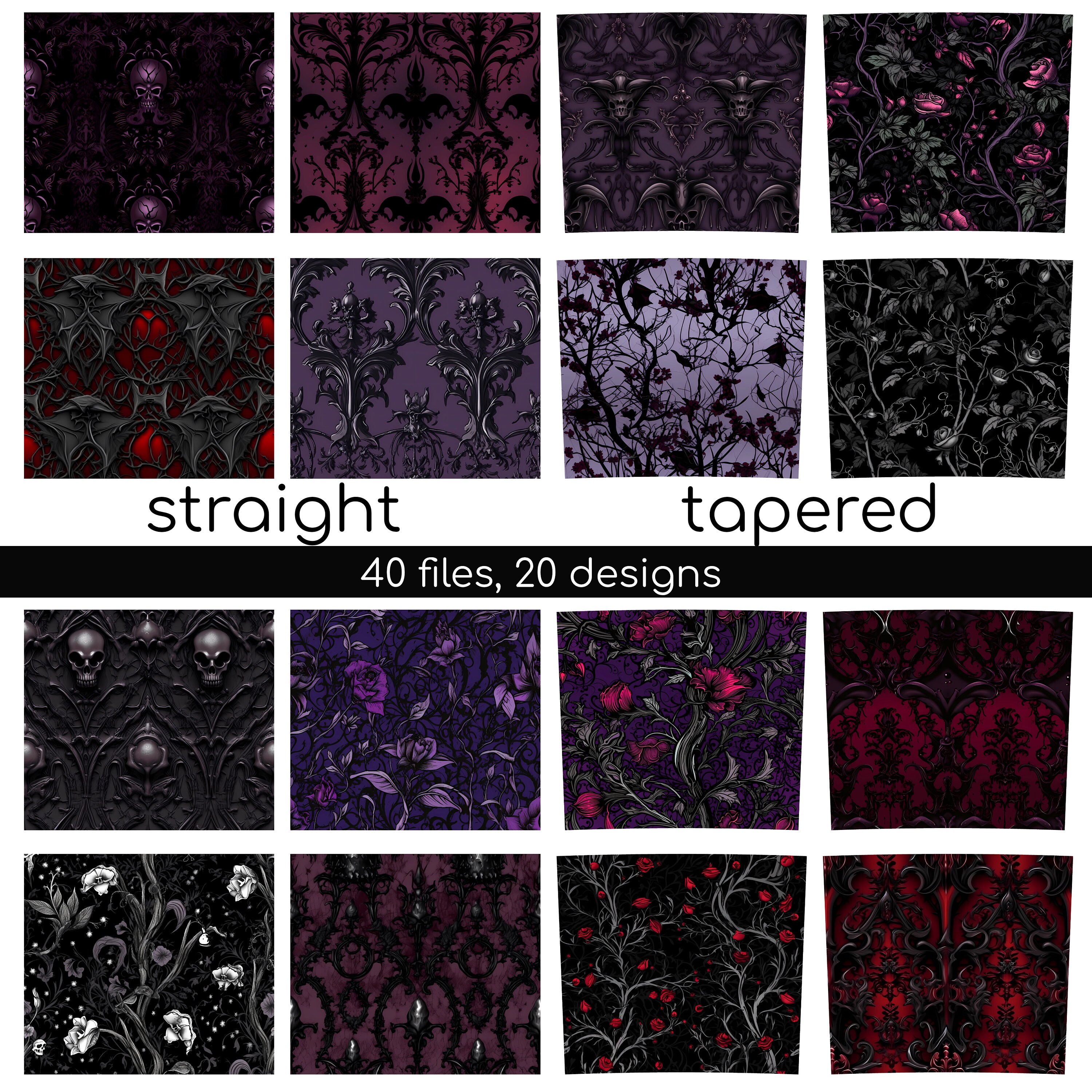 Goth Design PRINTABLE 20oz Tumbler Wraps Bundle Dark Gothic - Etsy