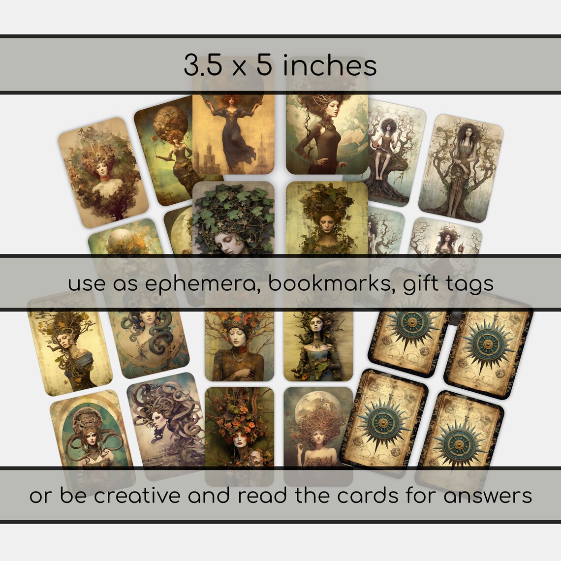 DIGITAL Printable Grimoire ADD ON Art Cards Companion Deck Earth ...