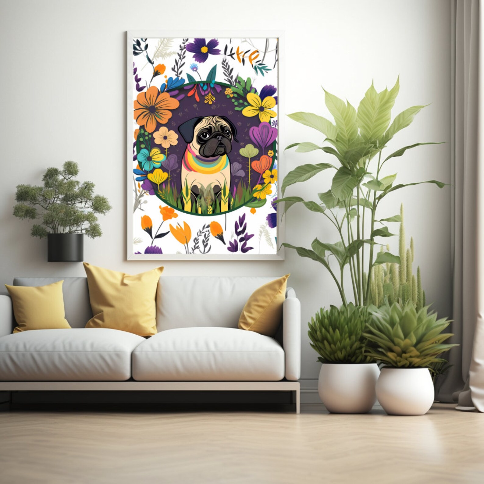 Printable Pug Poster DIGITAL INSTANT DOWNLOAD Colorful Rainbow - Etsy