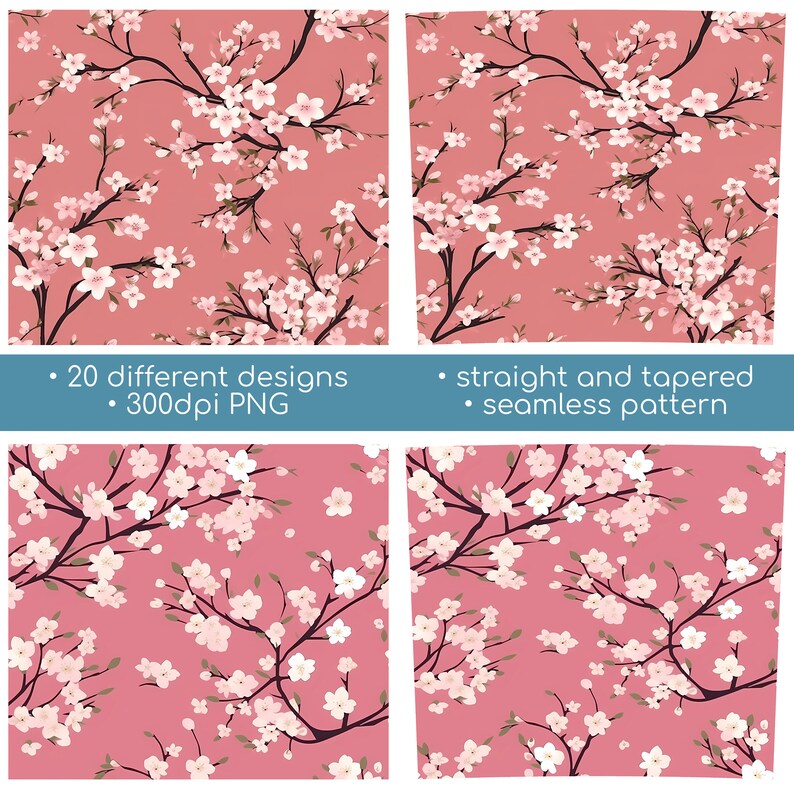 Sakura Cherry Blossom PRINTABLE 20oz Tumbler Wraps Bundle - Etsy