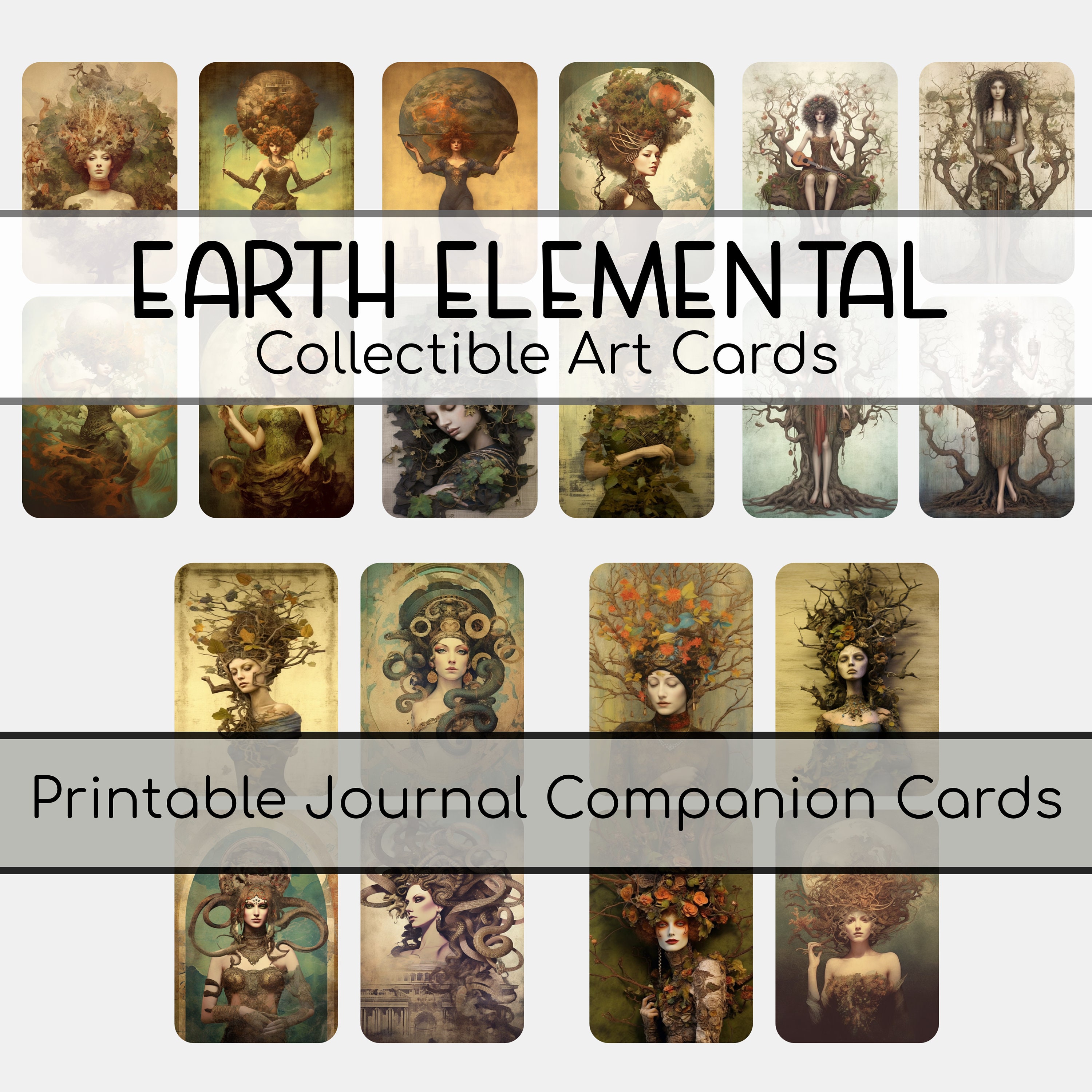 DIGITAL Printable Grimoire ADD ON Art Cards Companion Deck Earth ...
