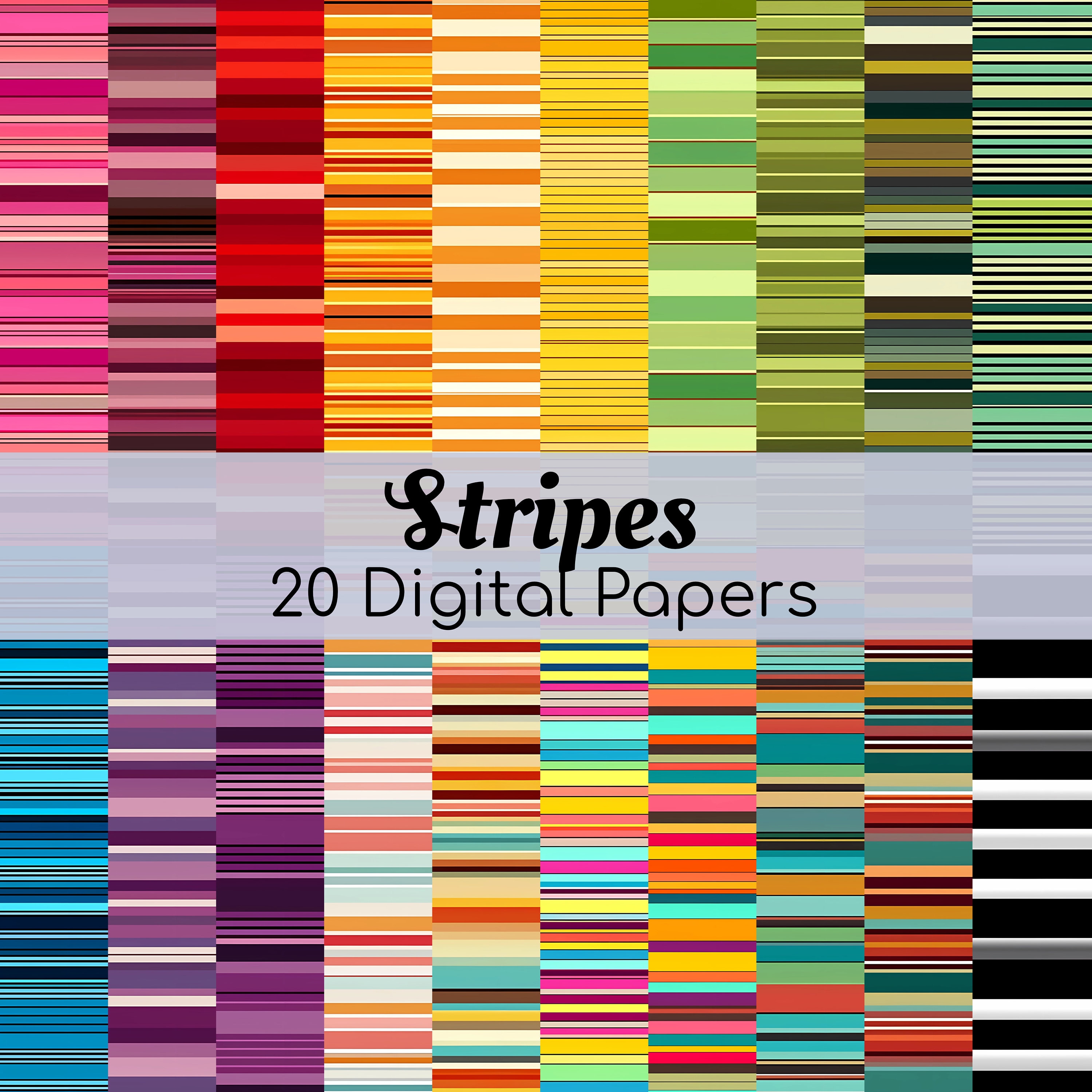 Striped DIGITAL Paper Backgrounds Colorful Horizontal or Vertical ...