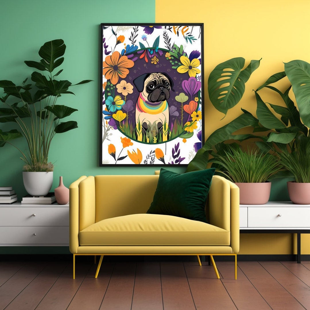 Printable Pug Poster DIGITAL INSTANT DOWNLOAD Colorful Rainbow - Etsy