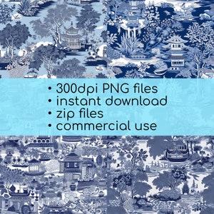 Blue Willow PRINTABLE Floral PNG Background China Digital Paper ...