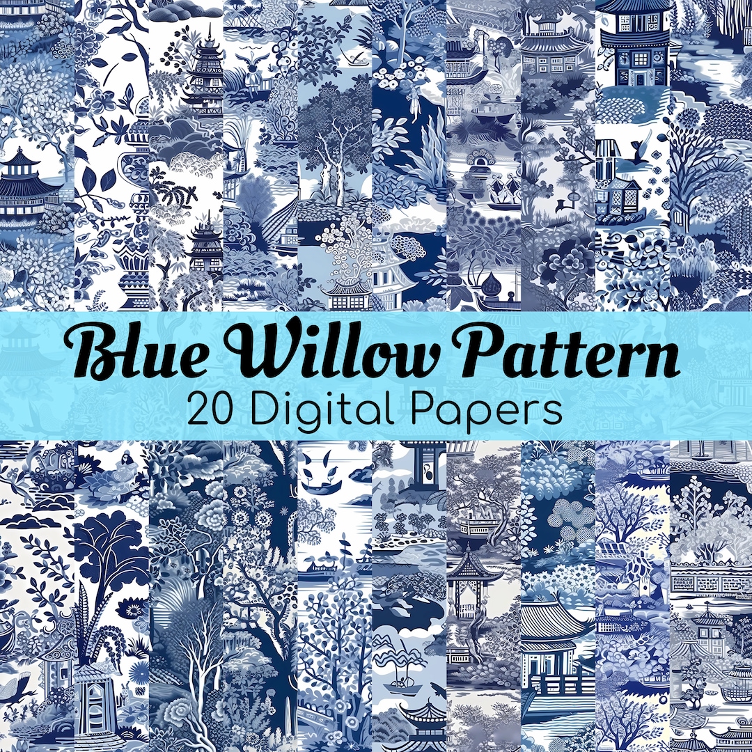 Blue Willow PRINTABLE Floral PNG Background China Digital Paper ...