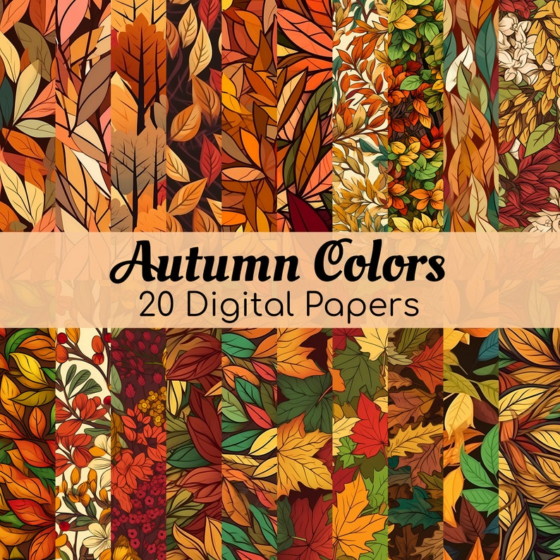 Autumn Colors DIGITAL Paper Backgrounds Fall Leaves Download - Etsy