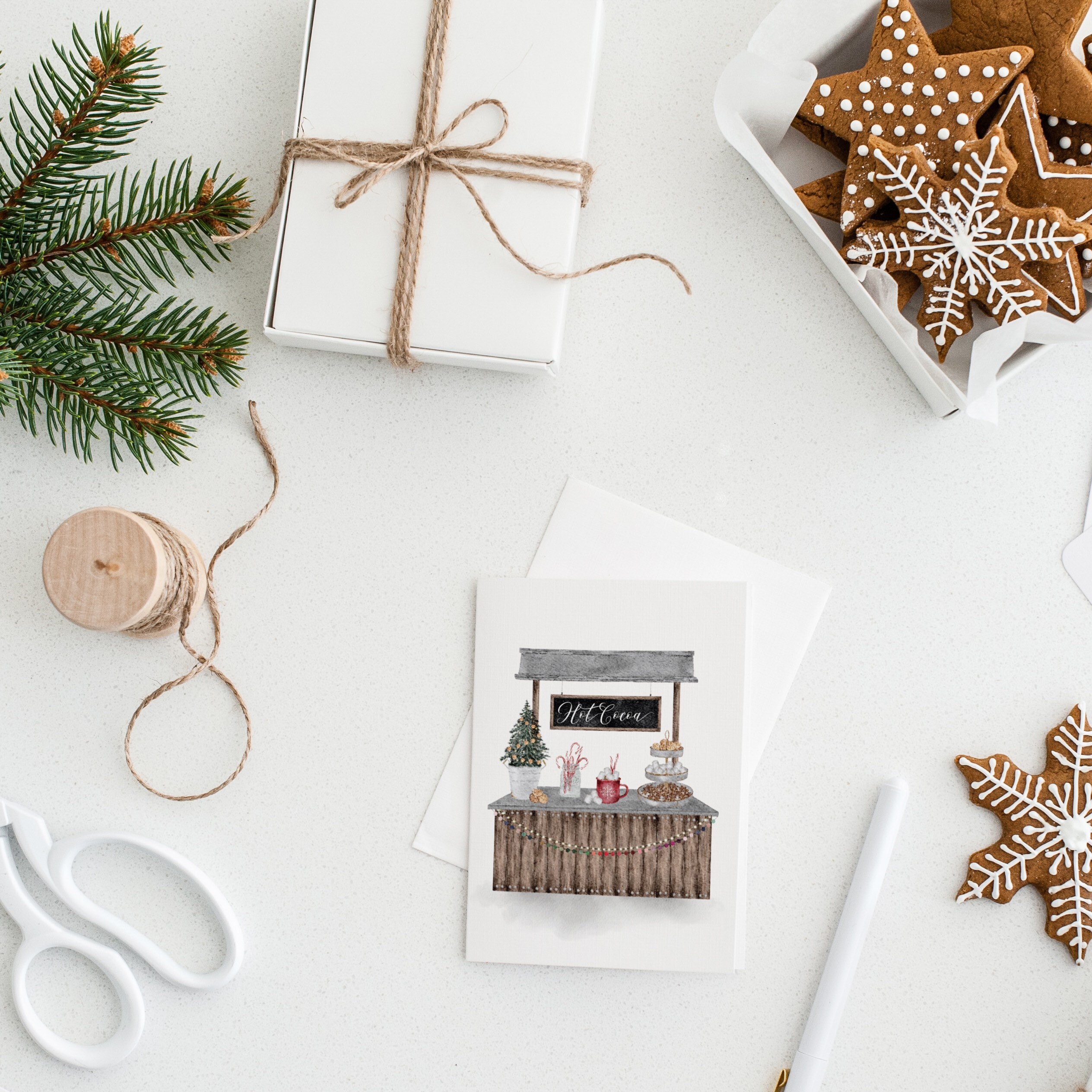 Watercolor Hot Cocoa Stand Holiday Card How Cocoa Card - Etsy