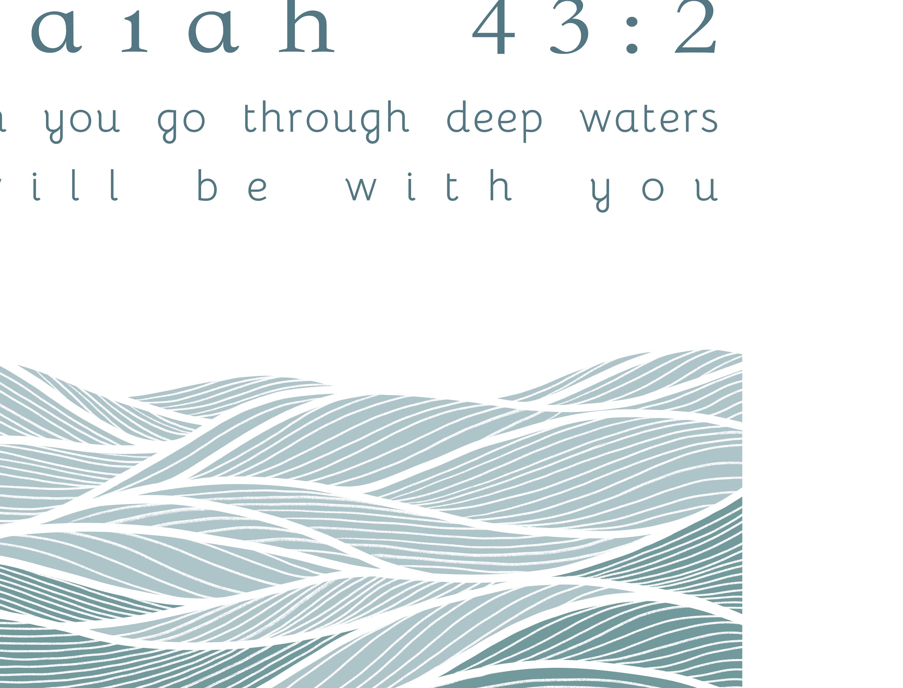 Isaiah 43:2 Ocean Line Art Bible Verse Printable Wall Art Japandi ...