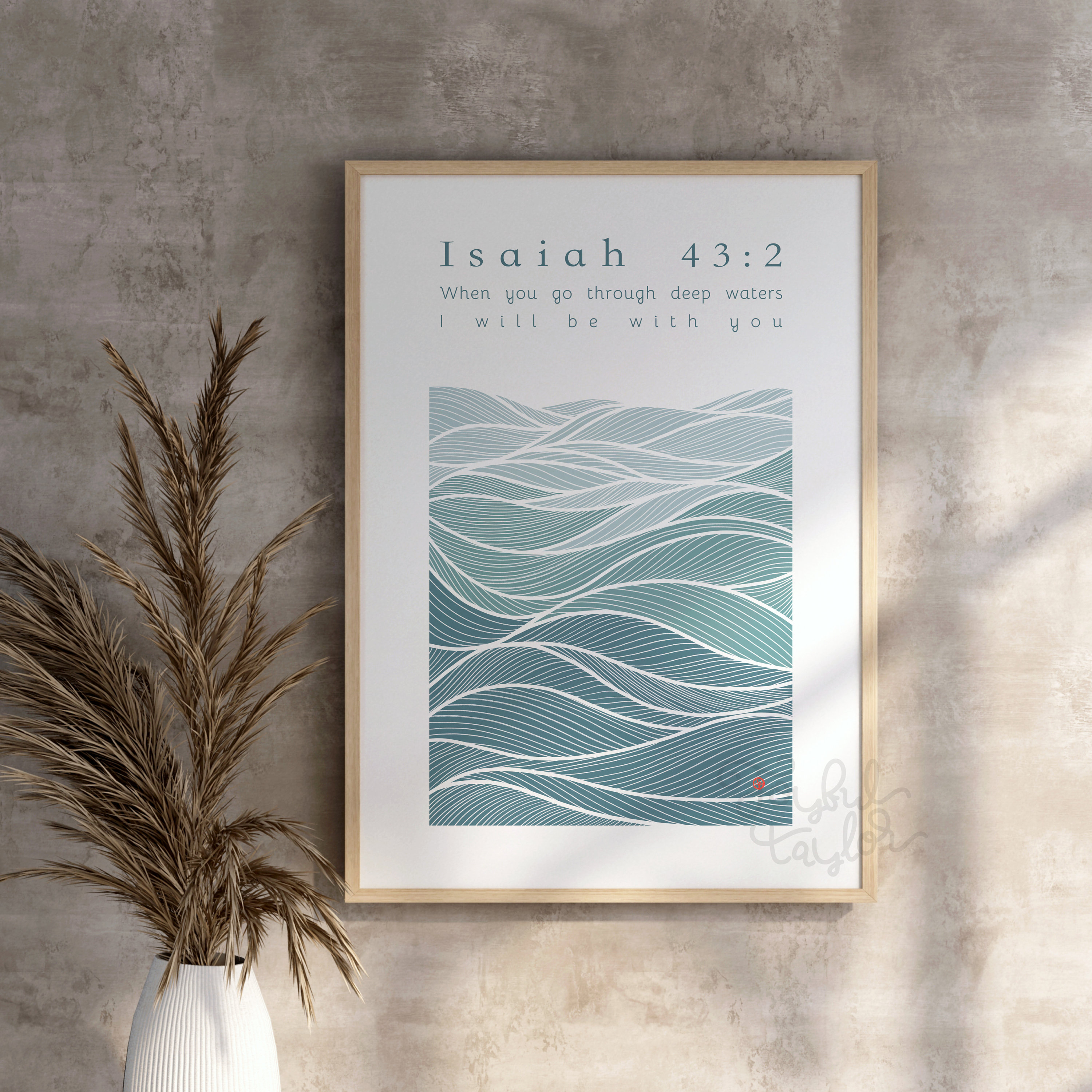 Isaiah 43:2 Ocean Line Art Bible Verse Printable Wall Art Japandi ...