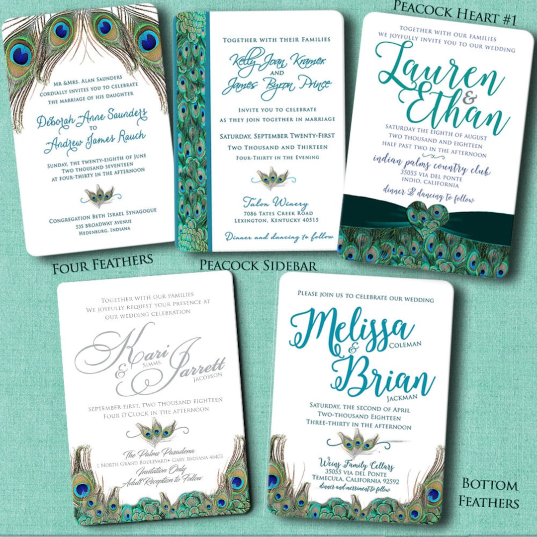Invitations- Peacock Wedding Invitations, Floral Wedding Invitation ...