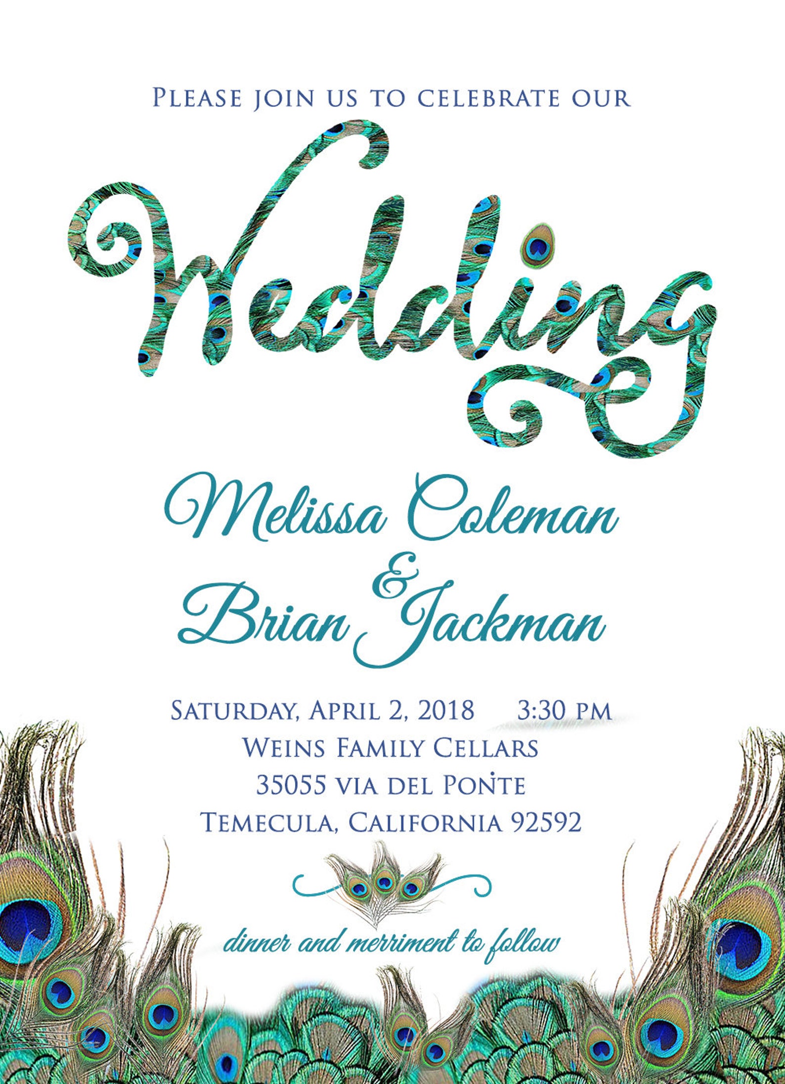 Invitations- Peacock Wedding Invitations, Floral Wedding Invitation ...
