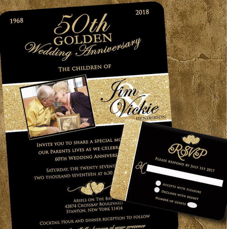 50th Golden Anniversary Invites Printed Photo Invitations - Etsy