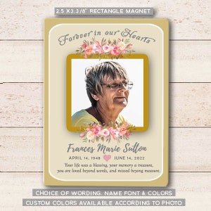 In Memory of - Magnet - Funeral, Celebration of Life, Memorial Keepsake ...