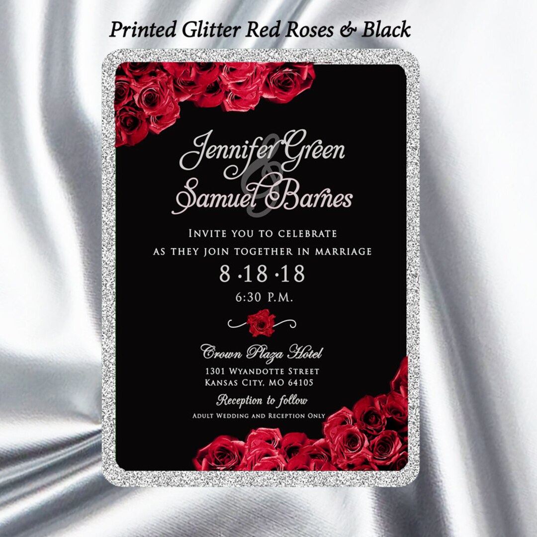 Red & Black Invitation, Red Rose Invitation, Black and Red Wedding, Red ...