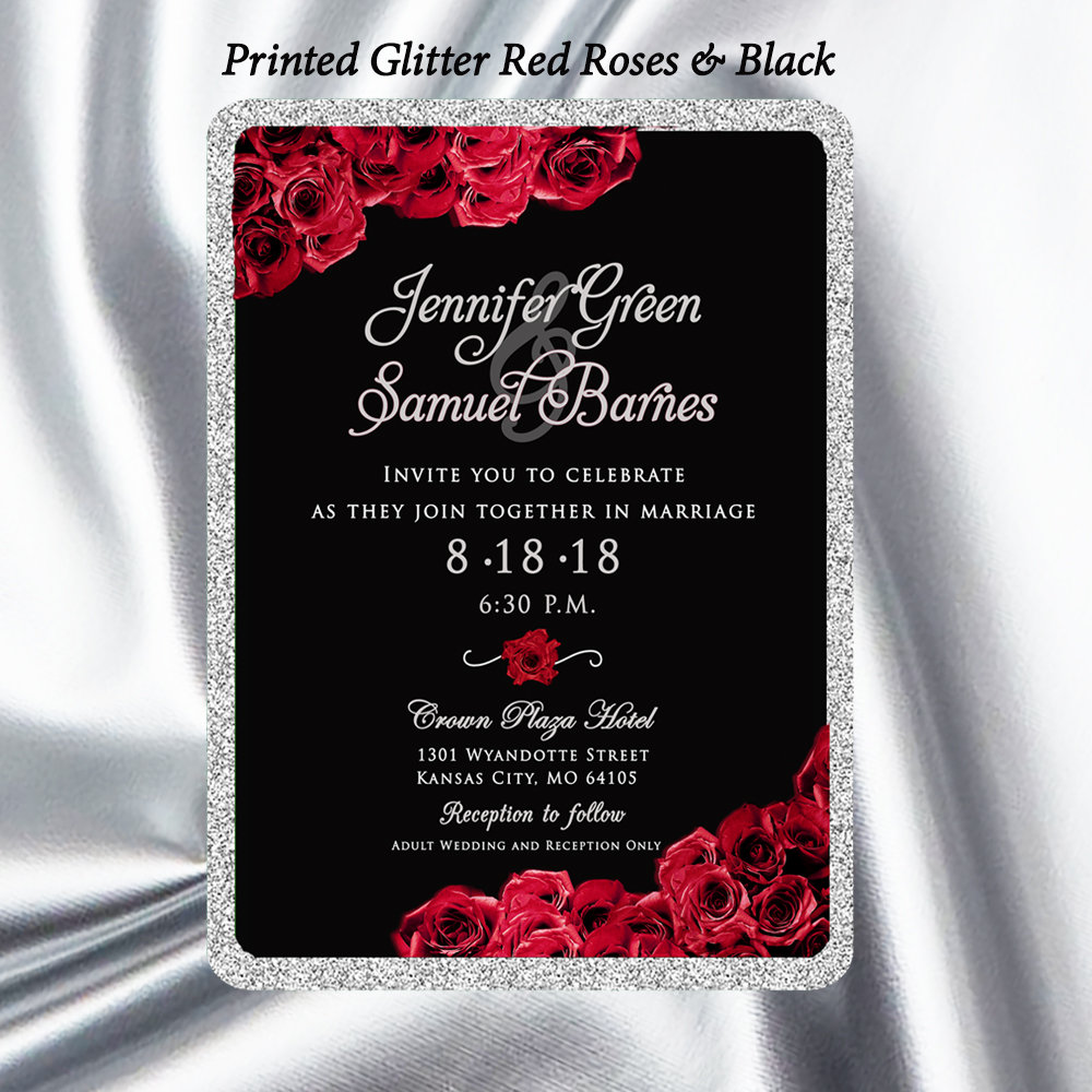 Elegant Red And Black Wedding Invitations