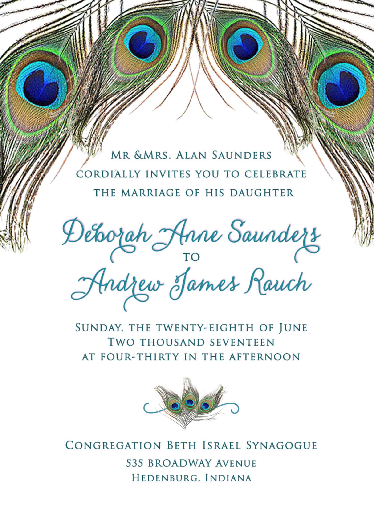 Invitations Peacock Wedding Invitations Floral Wedding | Etsy