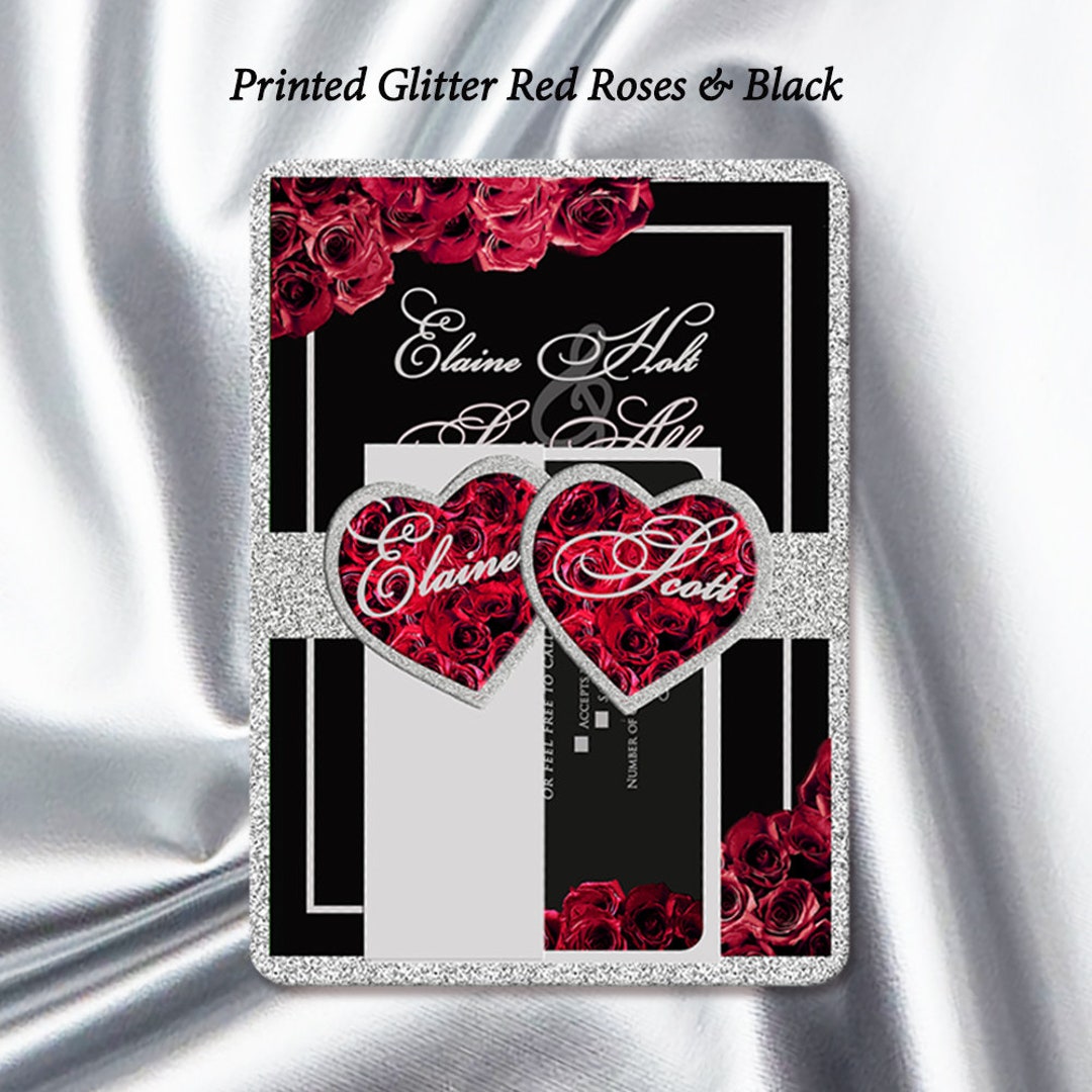 Red & Black Invitation, Red Rose Invitation, Black and Red Wedding, Red ...