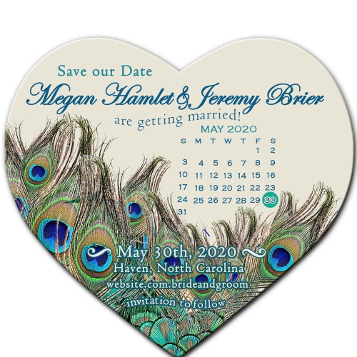 Peacock Save the Date Peacock Wedding Floral Wedding Save - Etsy