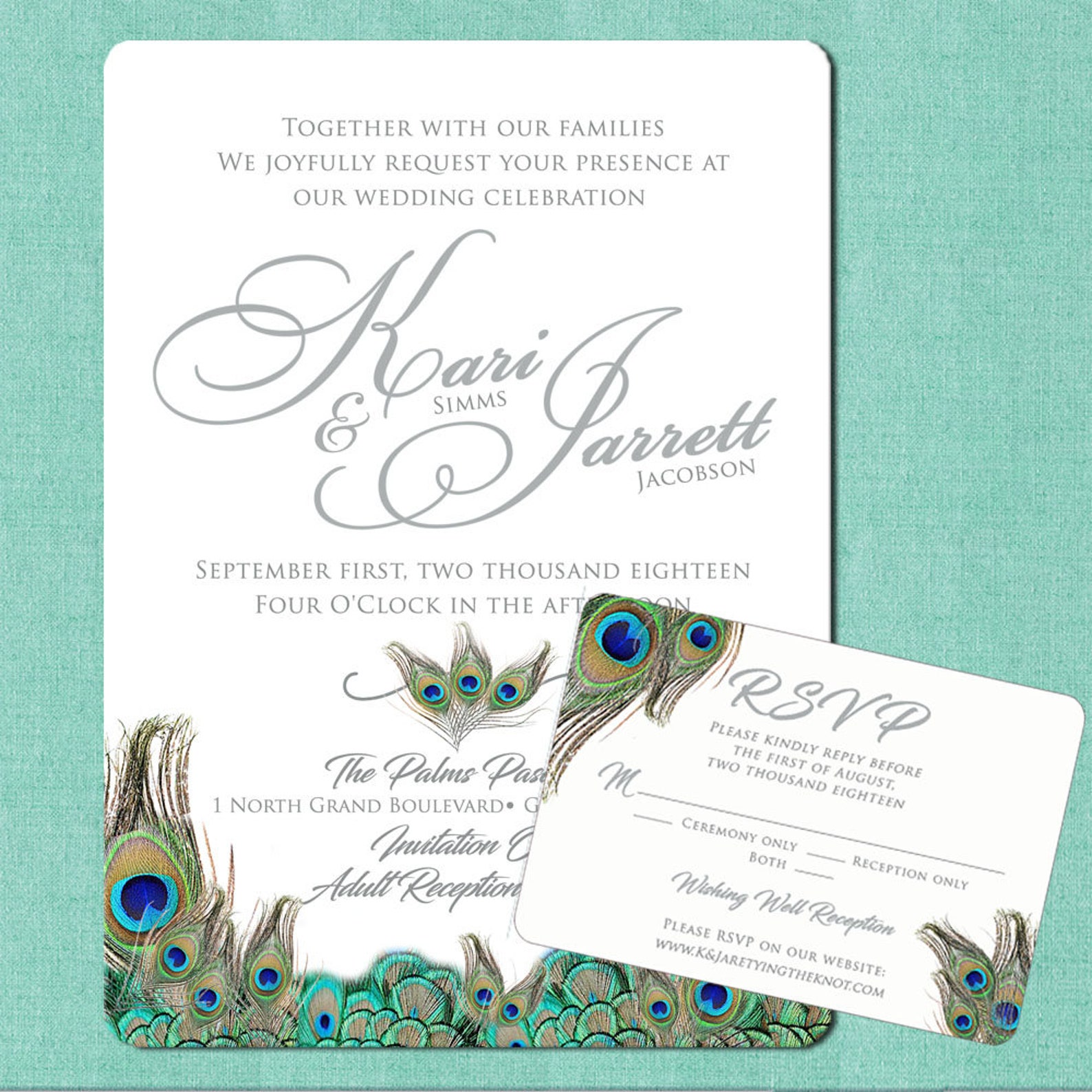 Invitations- Peacock Wedding Invitations, Floral Wedding Invitation ...