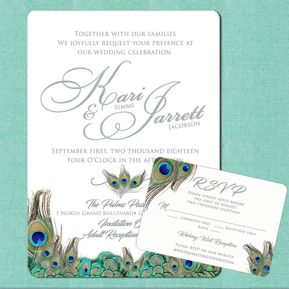 Invitations- Peacock Wedding Invitations, Floral Wedding Invitation ...