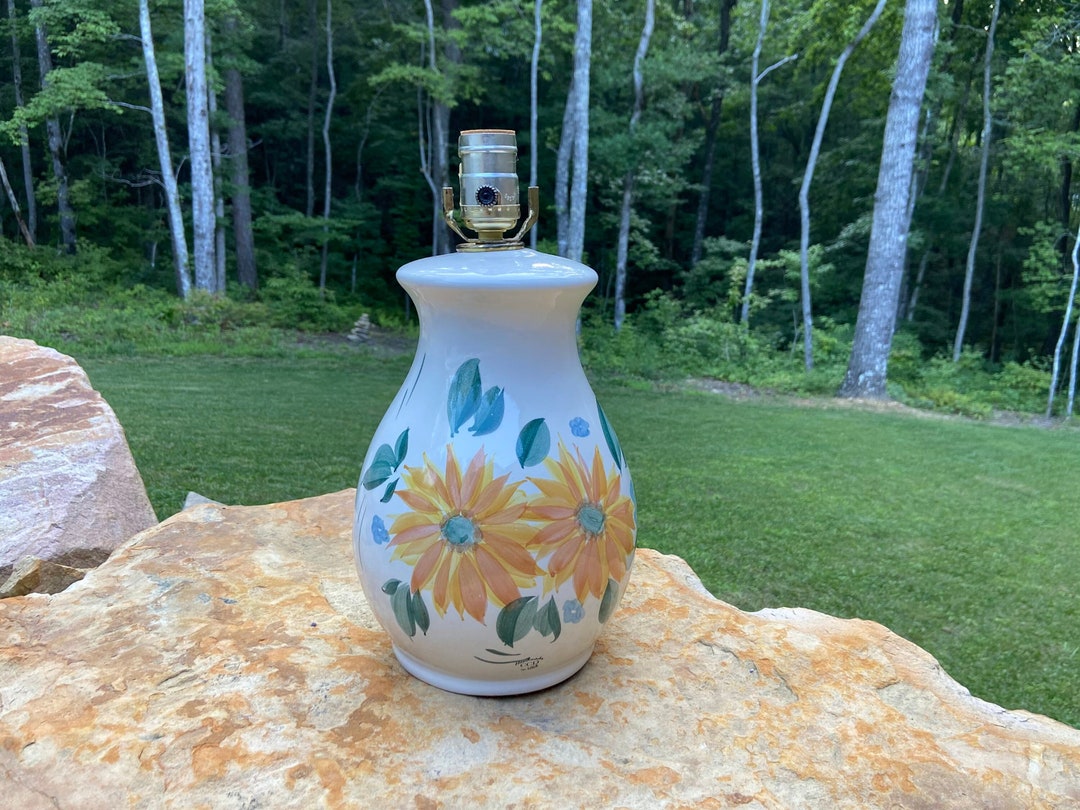 Vintage Hand Painted Floral Ceramic Lamp: Cottagecore Decor - Etsy
