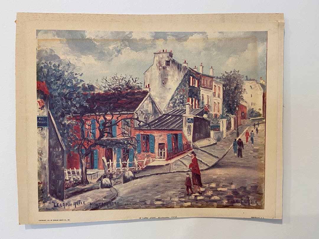 Vintage French Street Scene Print Montmartre the Cabaret of the Lapin ...