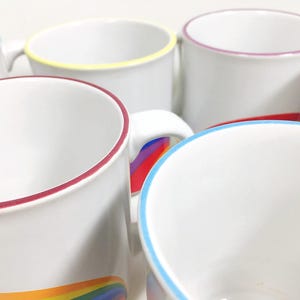 Vintage Set of Seven Mugs With Rainbow Design Rainbow Coffee Tea Mugs ...
