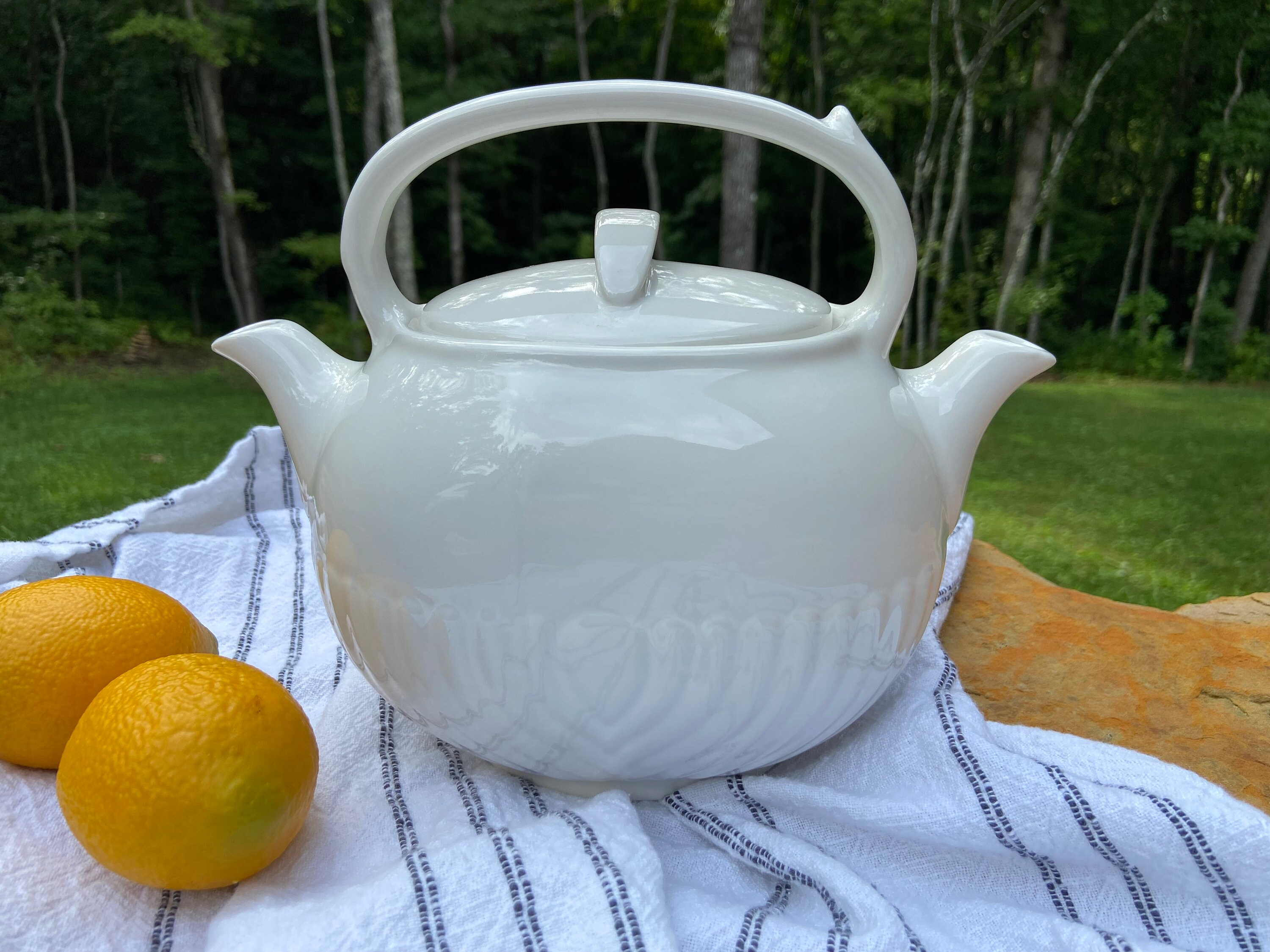Vintage White Teapot Double Dual Two Spout Rare Collectible Adjusto Two ...