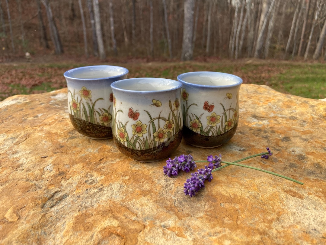 Vintage Set of Three Small Pottery Cups + Vases + Planters + - Etsy