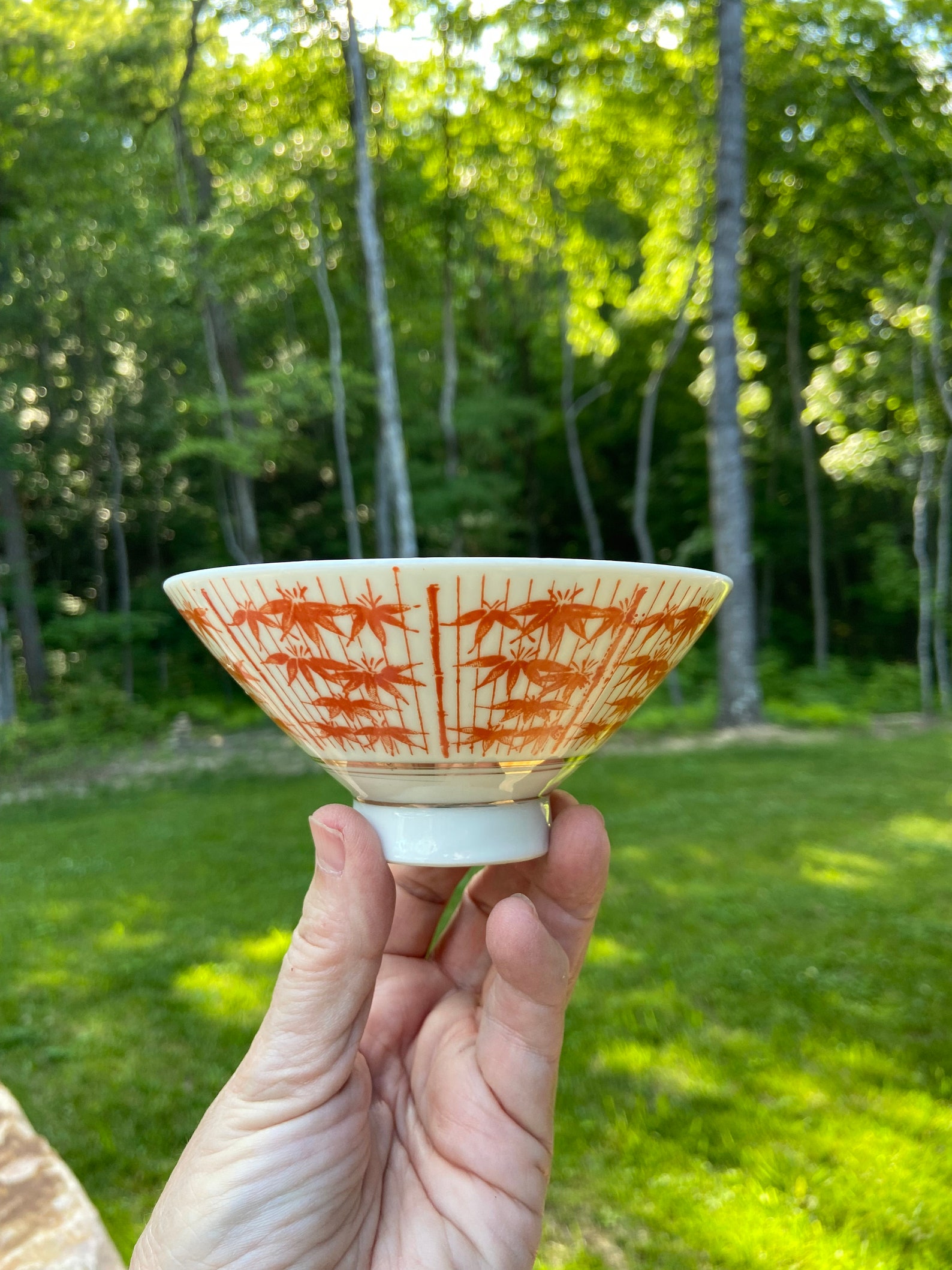 Vintage Rice Bowl Asian Decor China Bowl Footed Dish Bamboo - Etsy