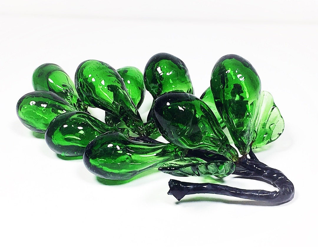 Mid Century Vintage Hand Blown Glass Emerald Green Grape Cluster Bunch ...