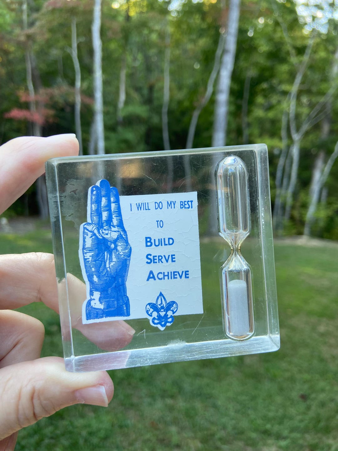 Vintage Boy Eagle Scout Hourglass Timer | Lucite Sand Timer 3 Minute ...