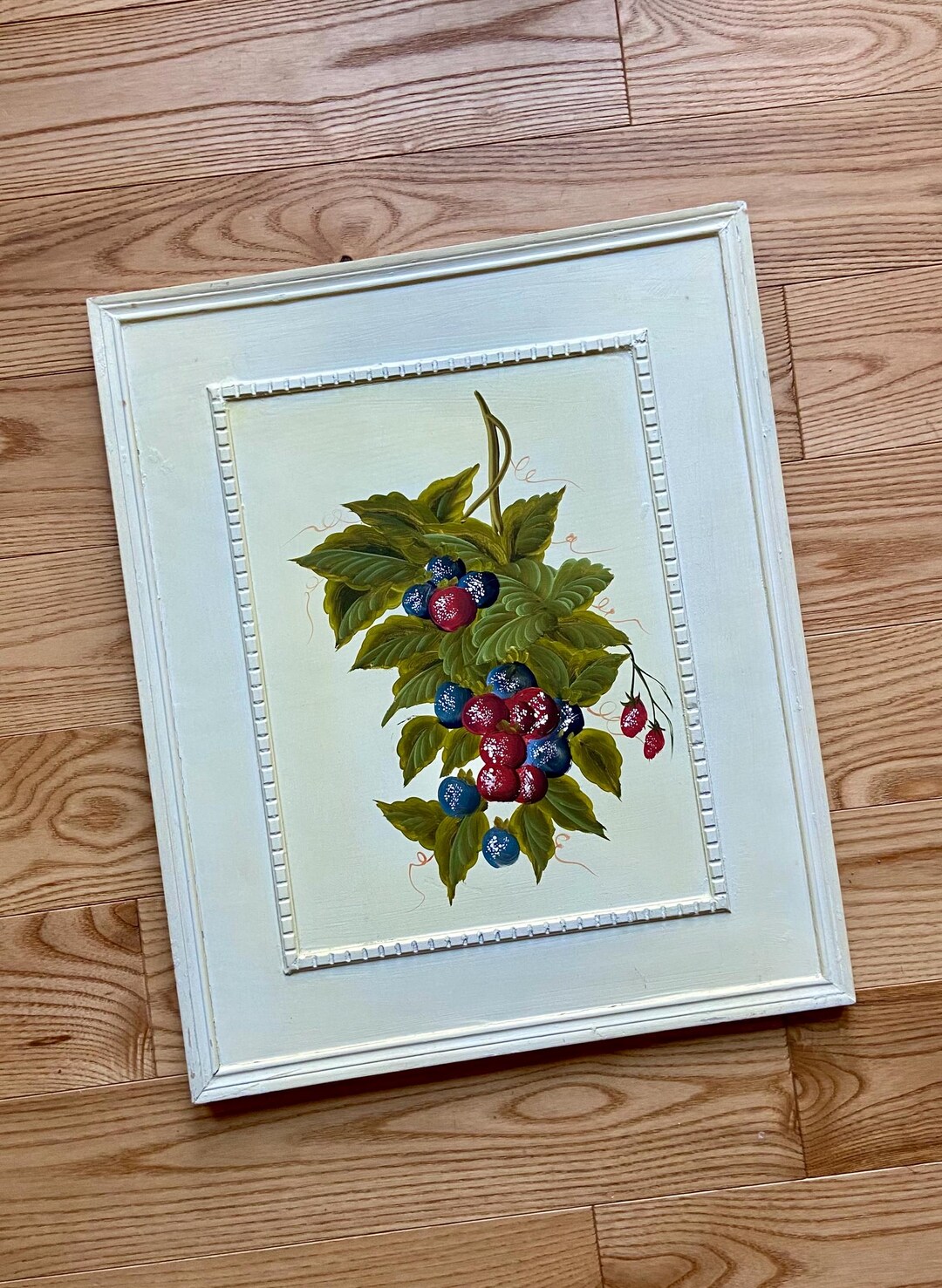 Vintage Berry Painting on Wood: Farmhouse Kitchen Wall Decor - Etsy