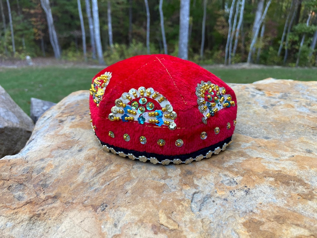 Vintage Ethnic Persian Doppa Hat Uyghur Skullcap Central Asian Native ...