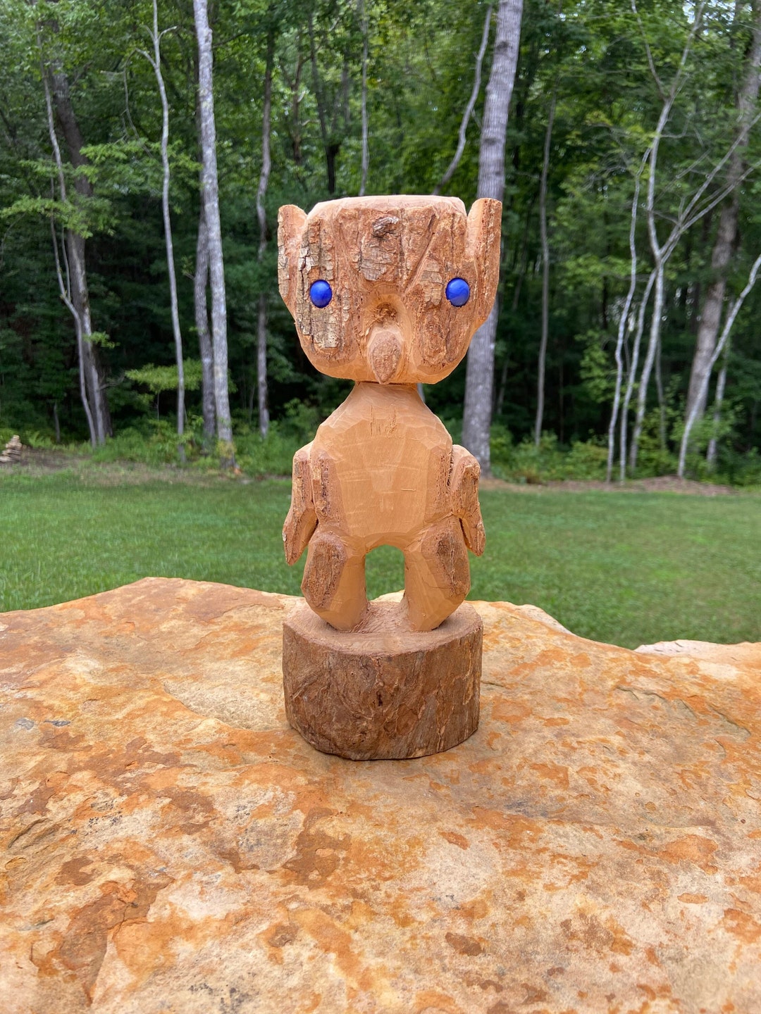 Vintage Hand Carved Wood Owl: Rustic Log Cabin Decor - Etsy
