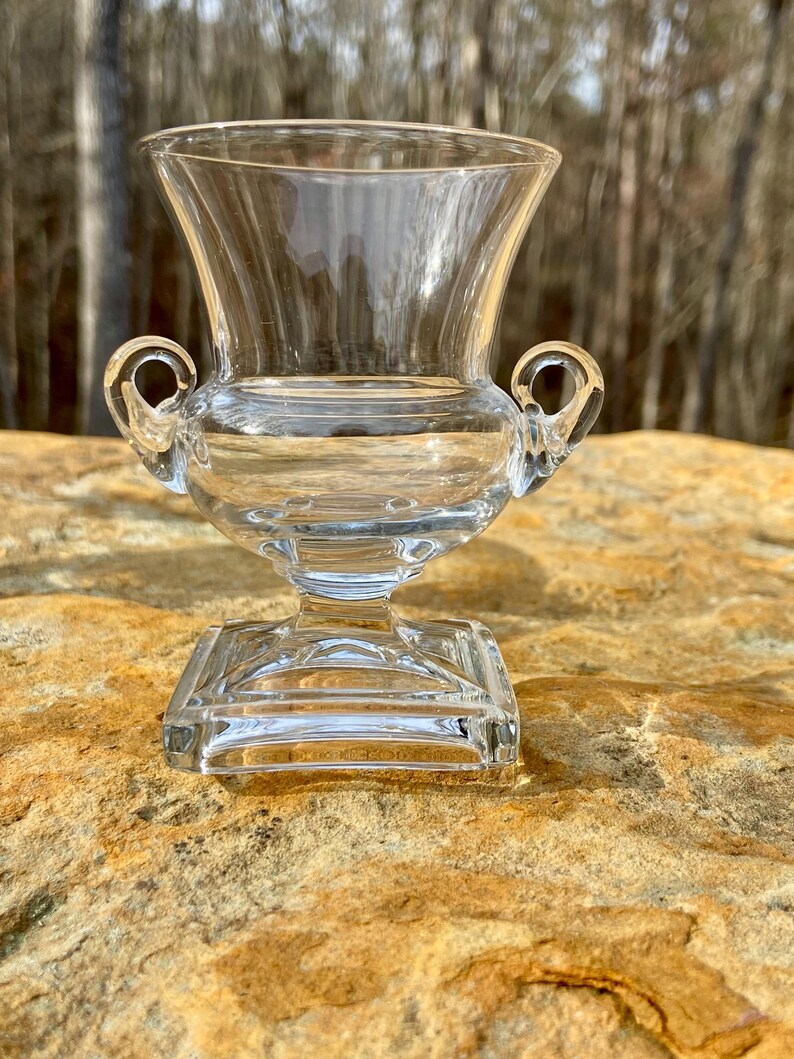 Vintage PAIR of Small Clear Glass Urns Duncan Miller TWO Collectible ...