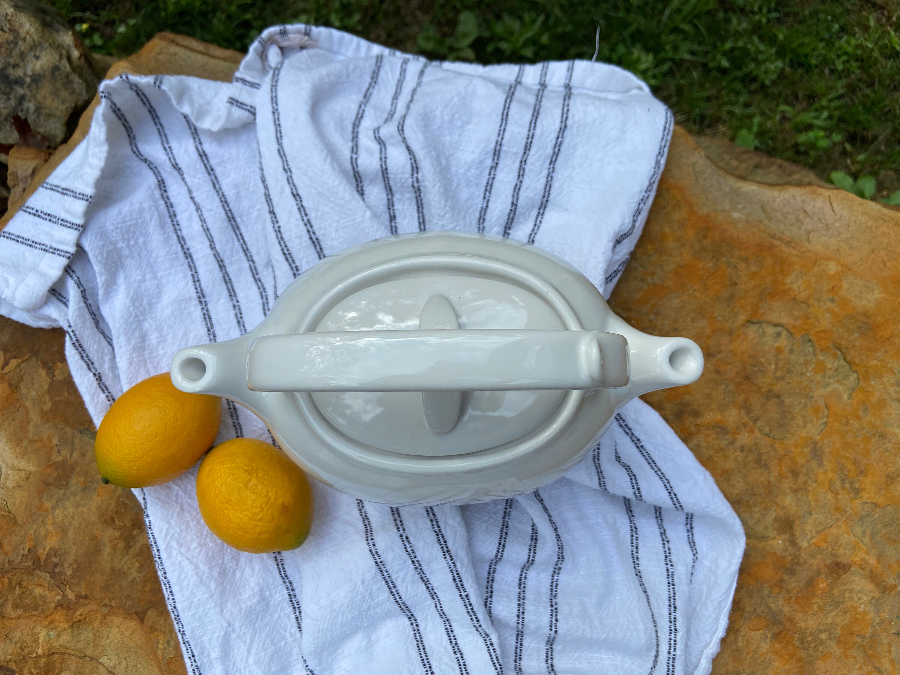 Vintage White Teapot Double Dual Two Spout Rare Collectible Adjusto Two ...