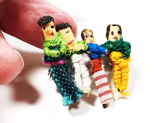 Vintage Handmade Mini People Friends Folk Art Tribal … - Gem