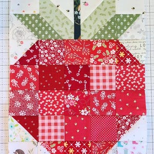 Strawberry Quilt Block Pattern - PDF Download - 10" X 12" Finished ...