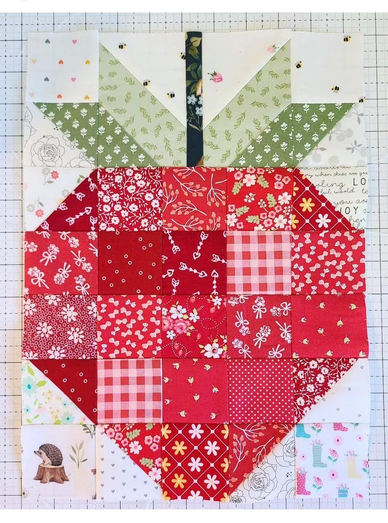 Strawberry Quilt Block Pattern - PDF Download - 10" X 12" Finished ...