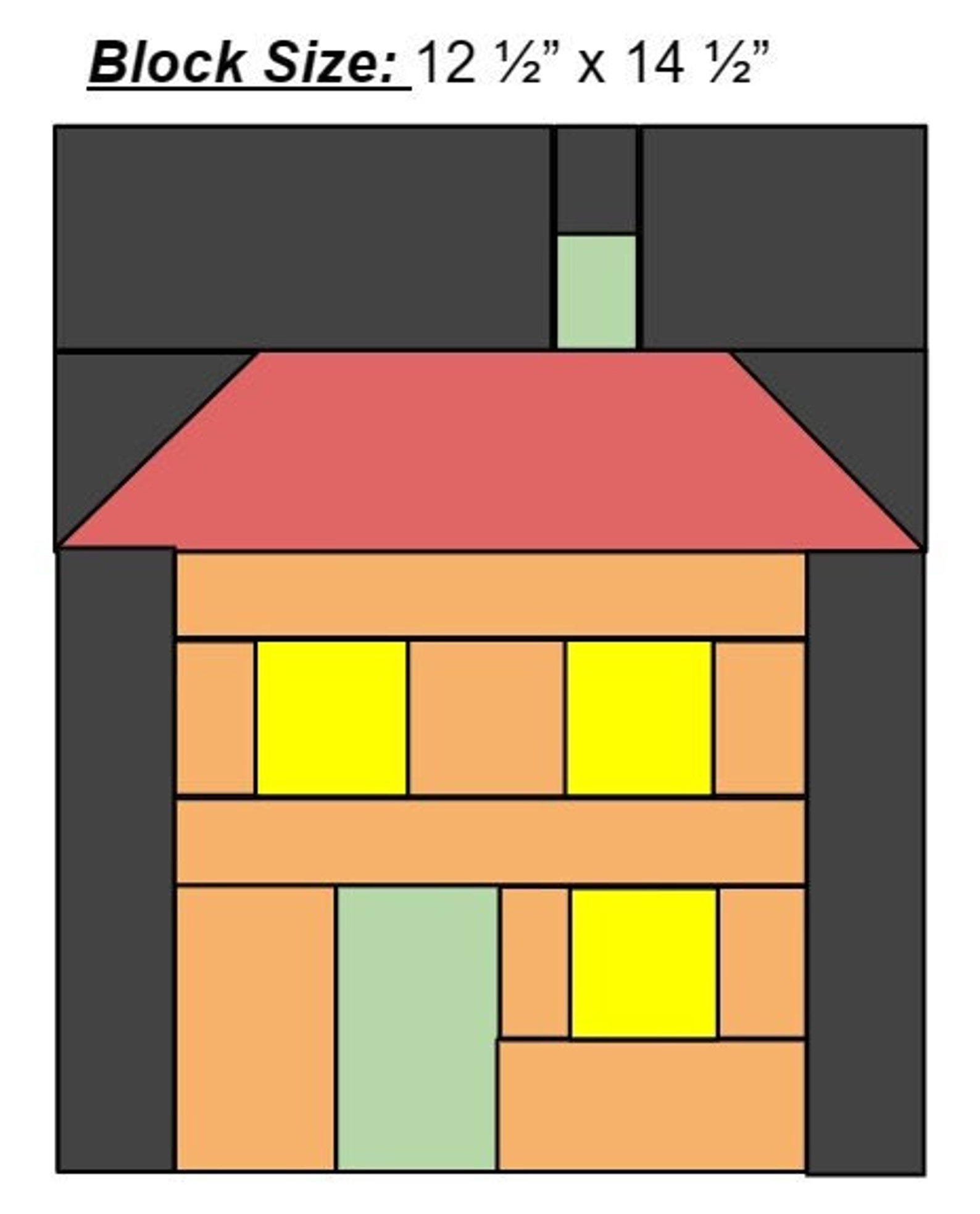 Simple House Quilt Block - PDF File Download - 12.5" X 14.5" Quilt ...