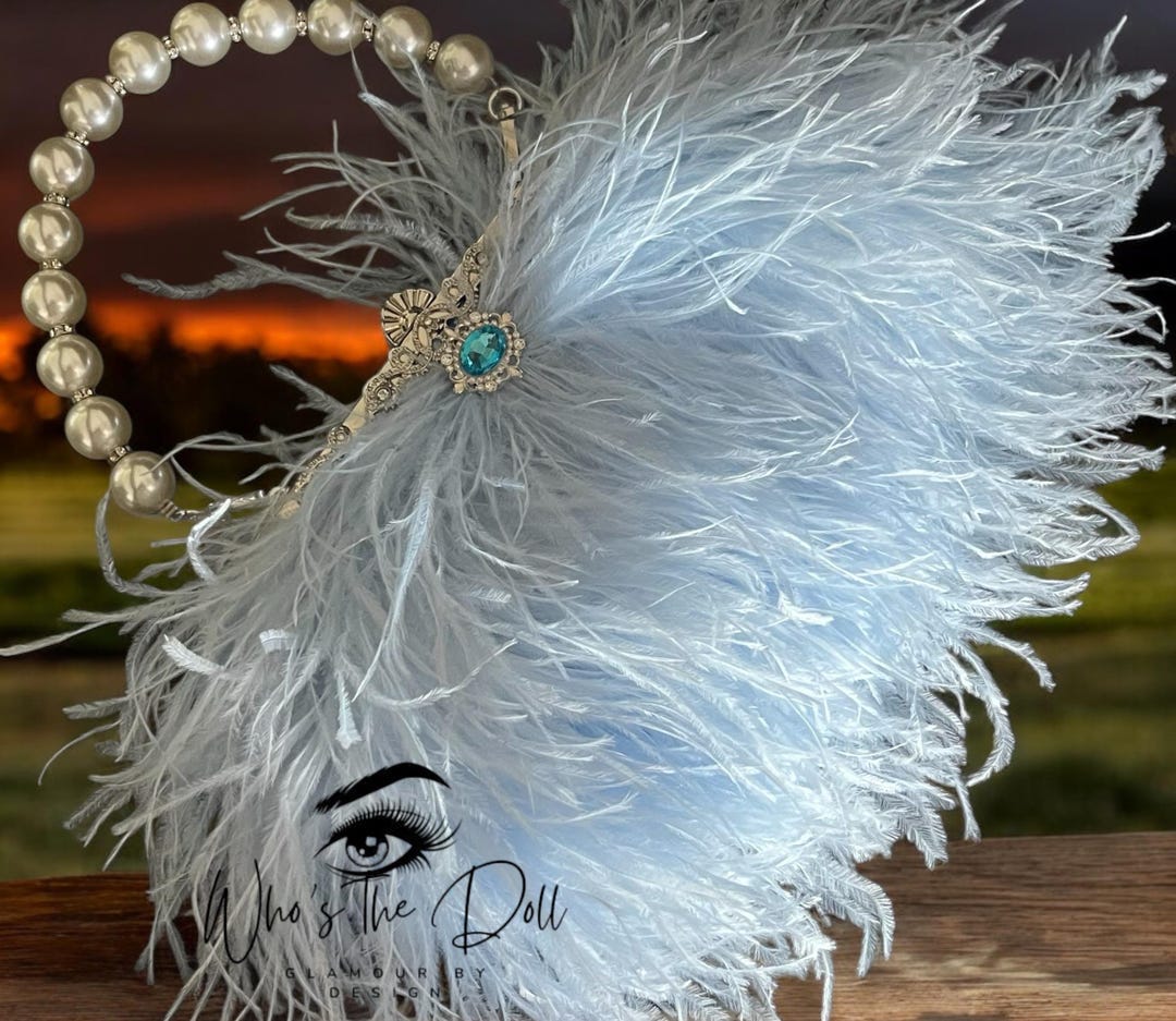 Light Blue Ostrich Feather Handbag: Art Deco Gatsby Clutch - Etsy