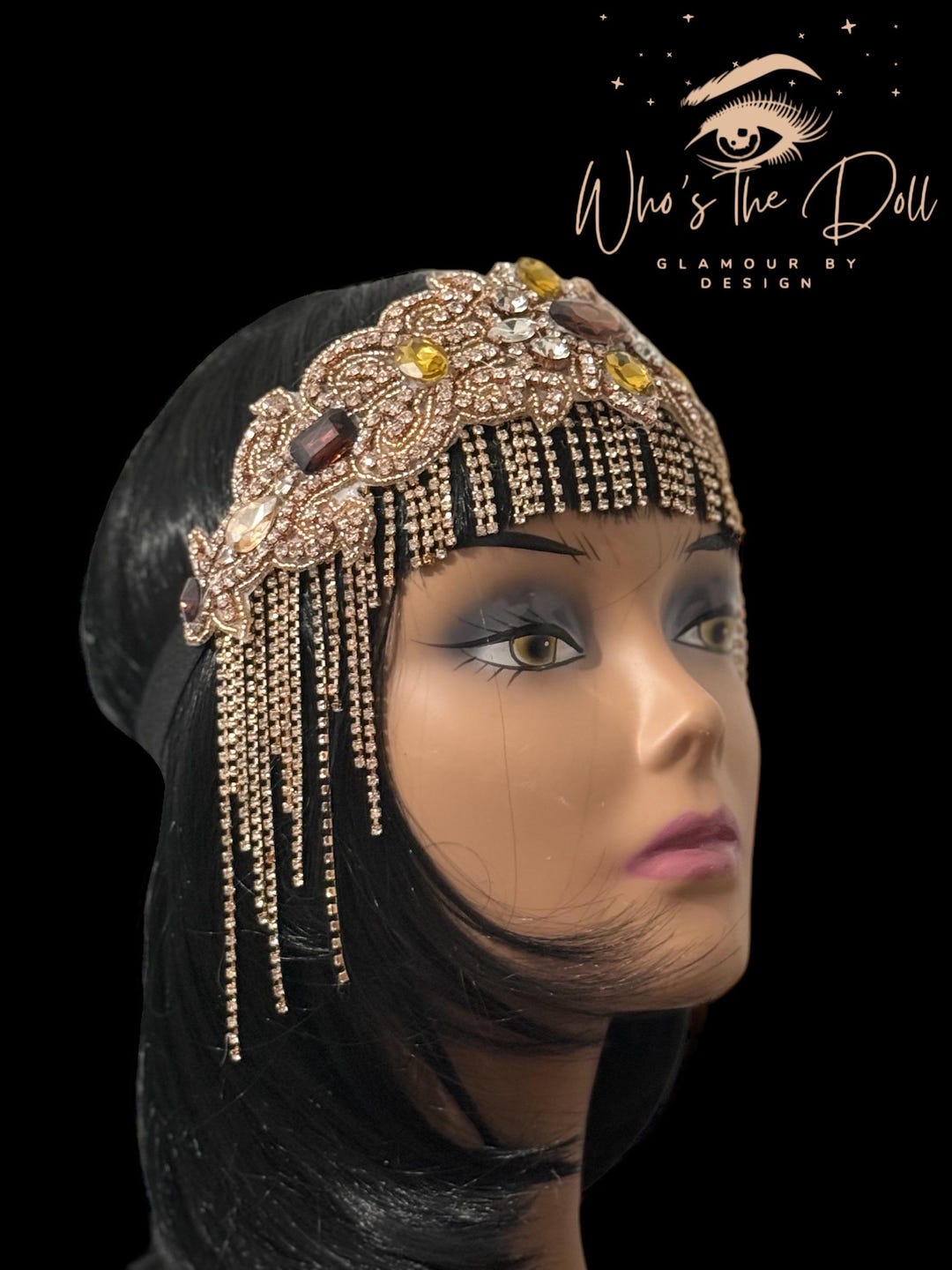 1920s Art Deco Headpiece in Rose Gold, Topaz, Champage and Cocoa ...