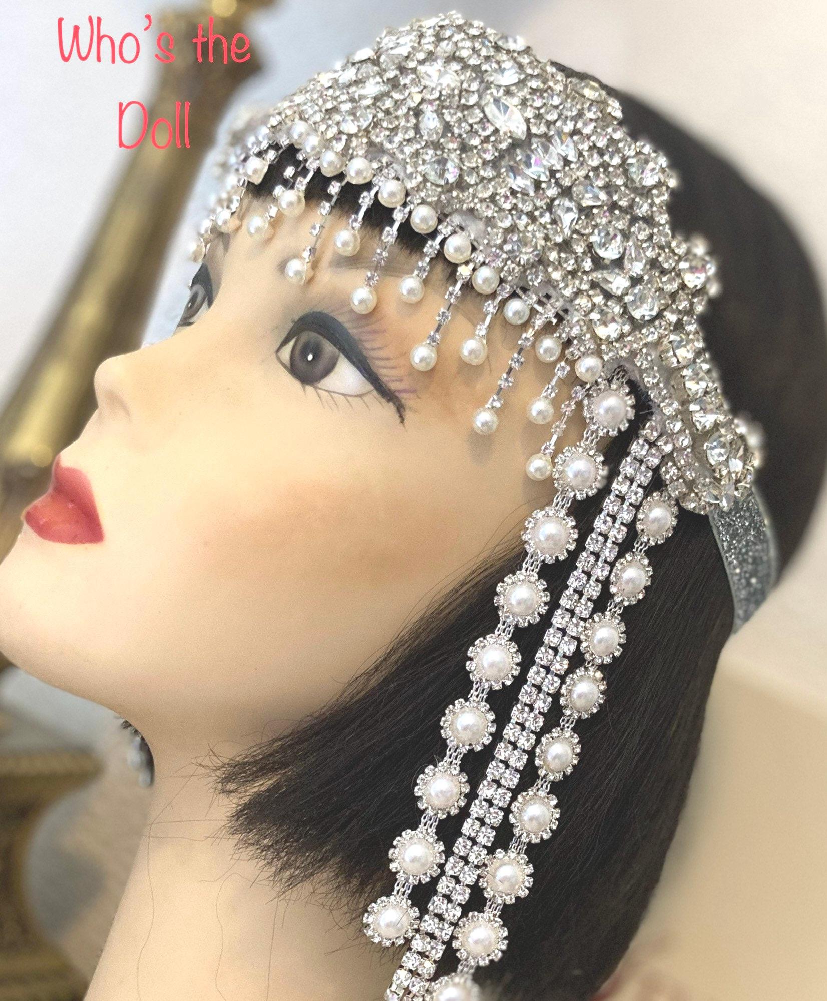 Art Deco Pearl Chain Headpiece, 1920s Gatsby Flapper Wedding Bandeau ...