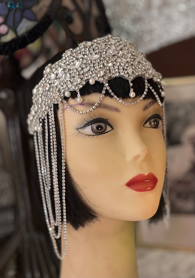 Crystal and Pearl Headpiece, Flapper Headband 1920s Gatsby Bridal ...